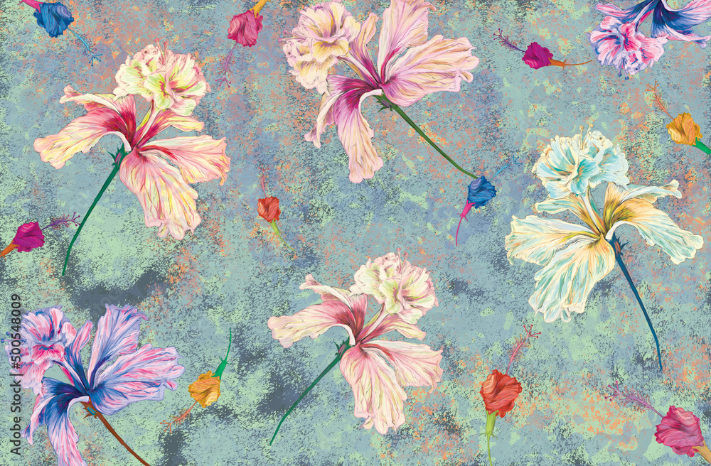 Different colors of Hibiscus rosa-sinensis flower pattern in digital ...