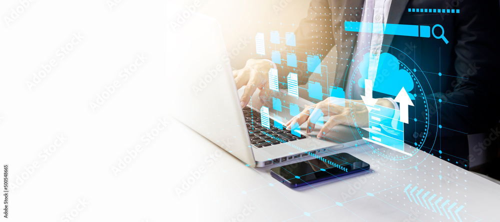 Upload data from the server at work to the cloud.Organizing business ...