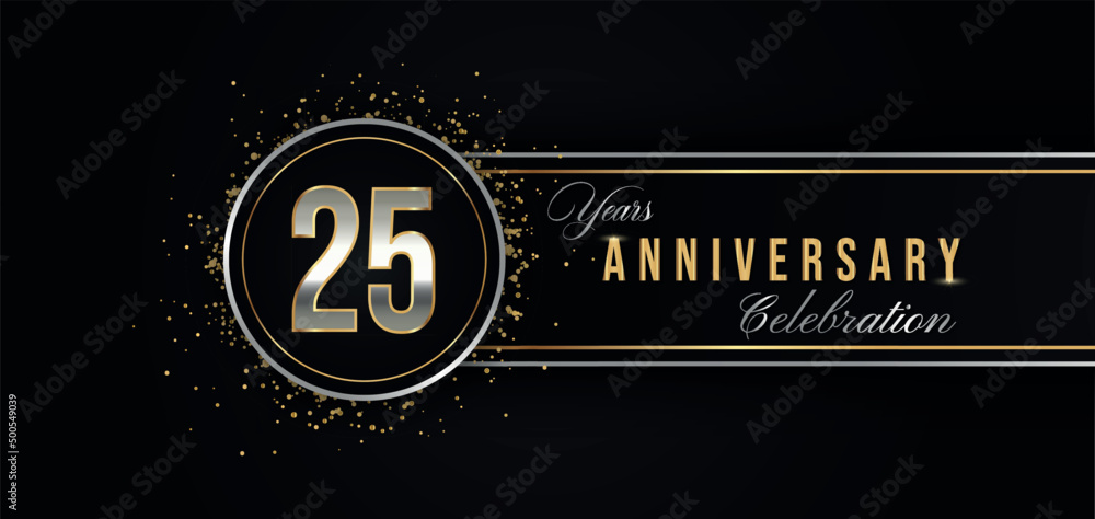 25 Year Anniversary Celebration with Silver and Gold Color for ...