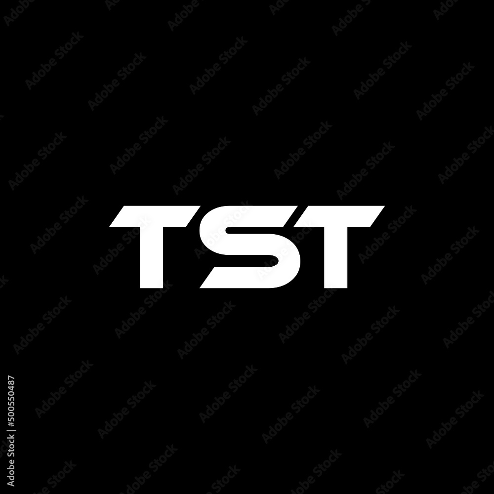 TST letter logo design with black background in illustrator, vector ...
