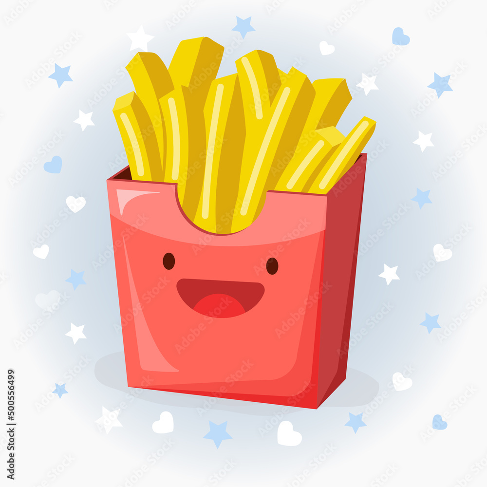 Cute french fries vector icon illustration. French fries sticker ...