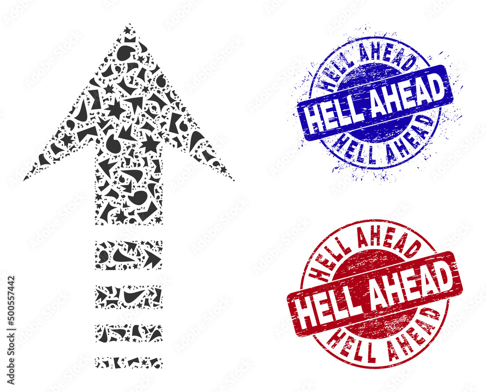 Round HELL AHEAD rubber seals with text inside round forms, and spall ...