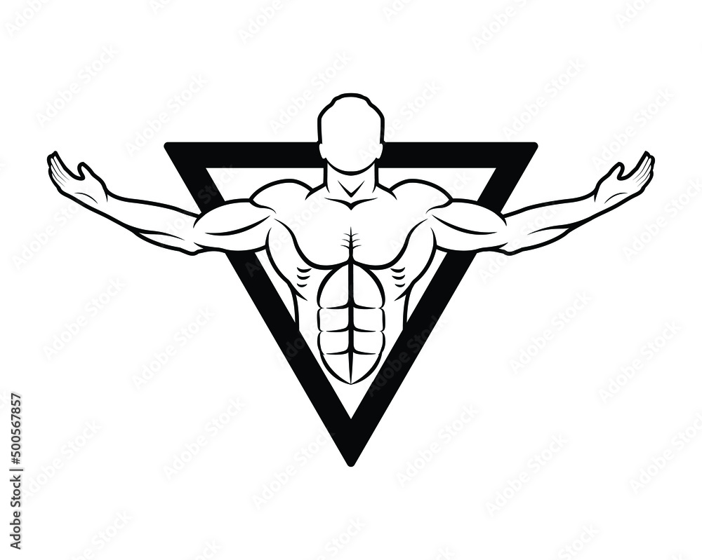 V shape bodybuilding , muscles, biceps pose, vector illustration Stock ...
