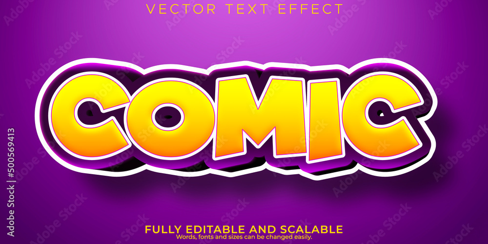 Cartoon text effect, editable comic and child text style Stock Vector ...