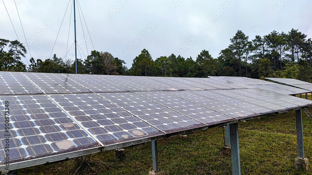 Solar panels and blue sky. Solar panels system power generators from ...