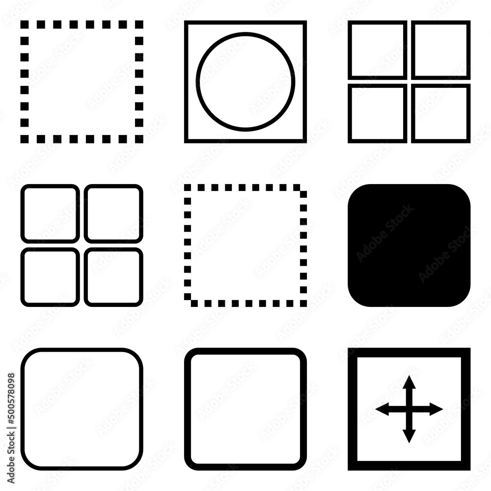 Square Flat Icon Set Isolated On White Background Stock Vector | Adobe ...