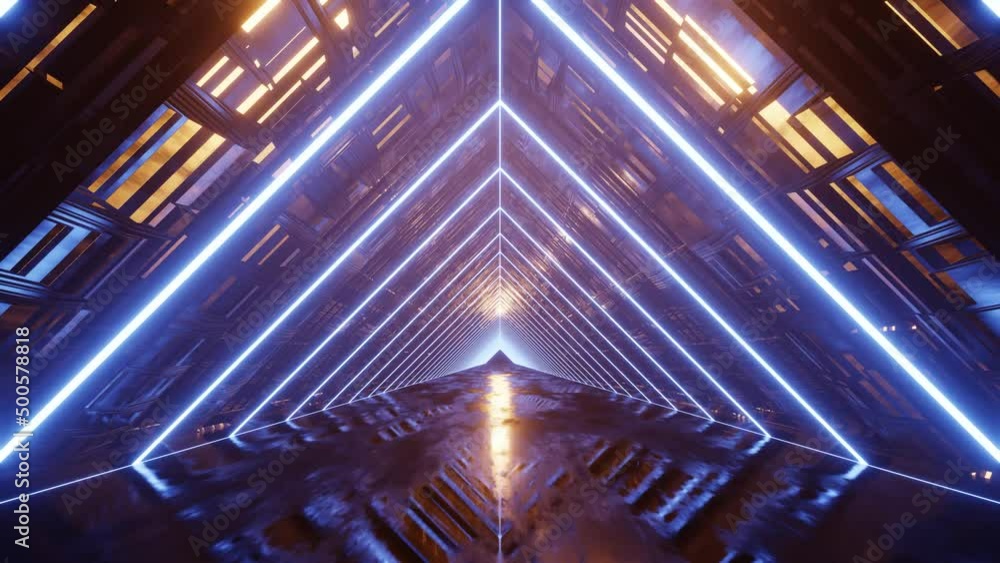 4k 3D animation. Flight in abstract sci-fi tunnel seamless loop ...