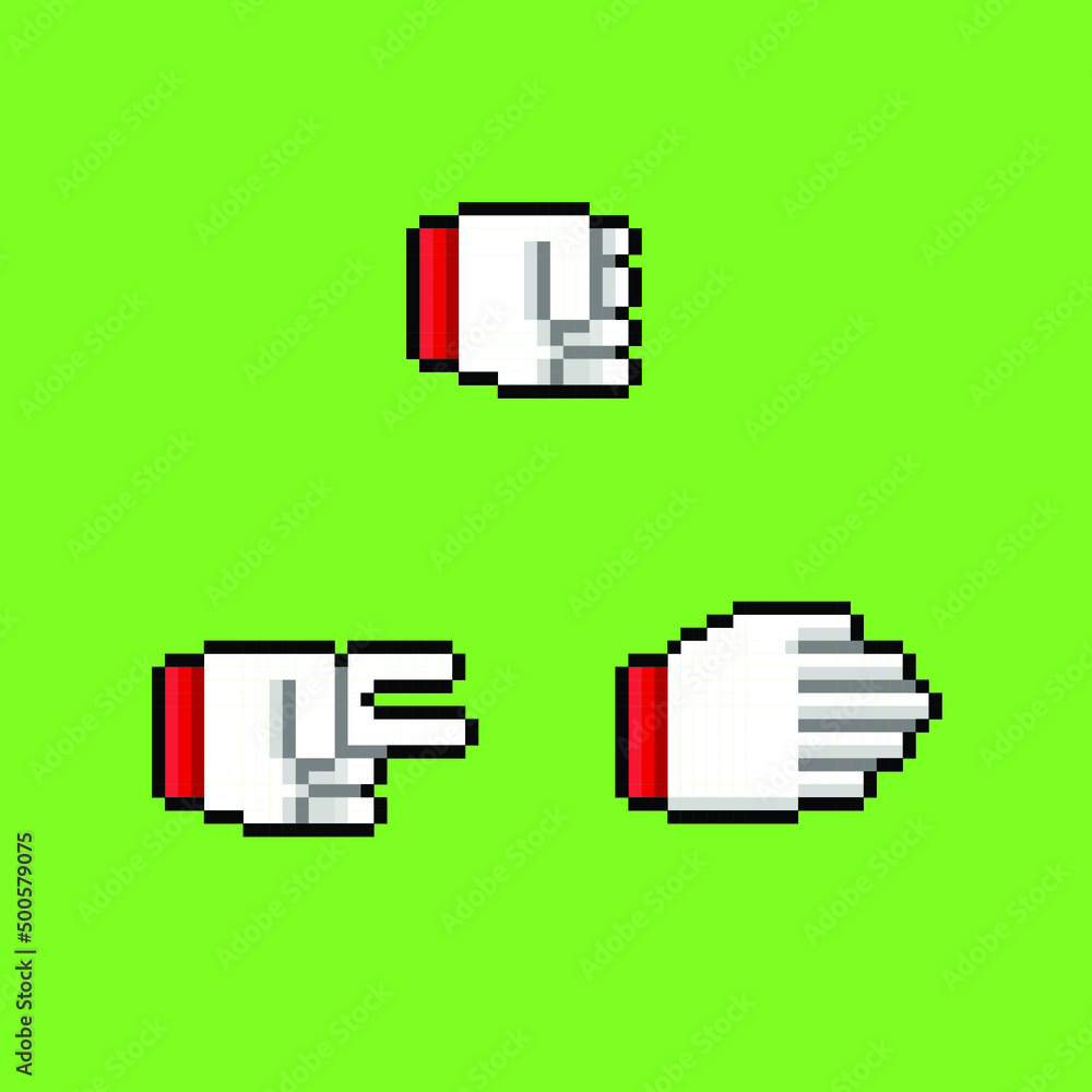 rock scissor paper hand sign in pixel art style Stock Vector | Adobe Stock