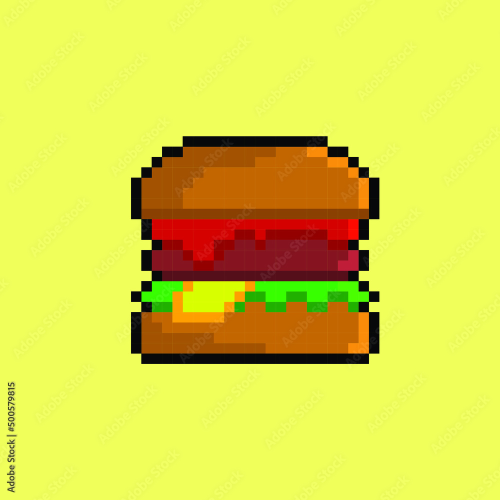 burger in pixel art style Stock Vector | Adobe Stock