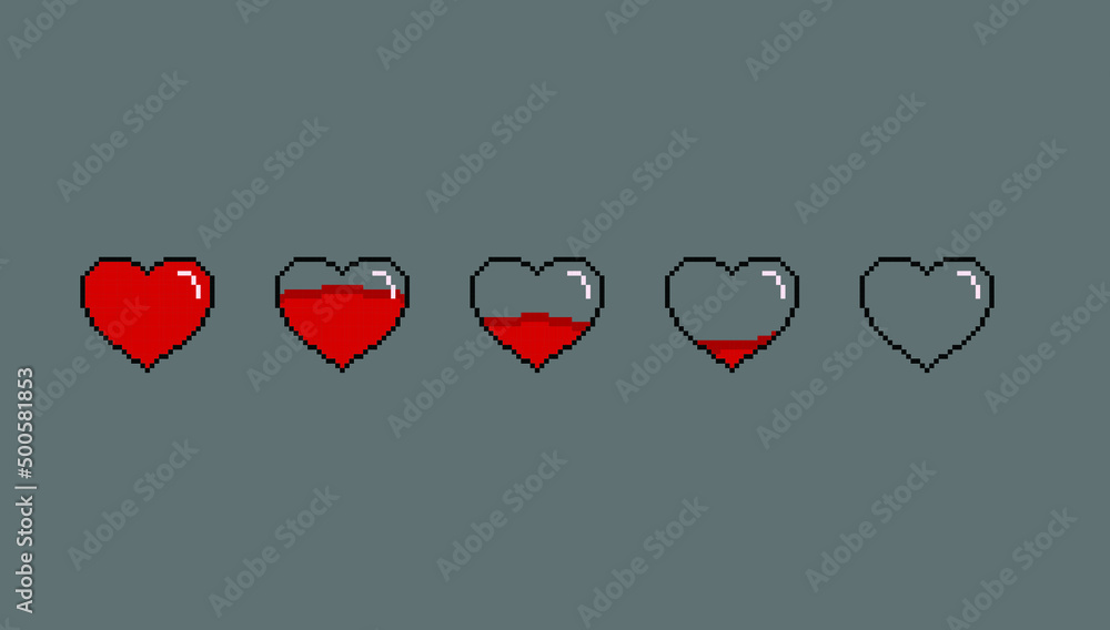 Vetor de heart shaped blood indicator in pixel art style do Stock ...