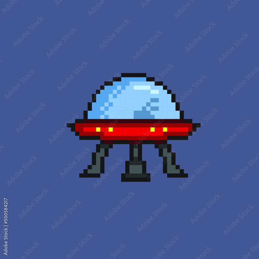 Alien space ship in pixel art style เวกเตอร์สต็อก | Adobe Stock