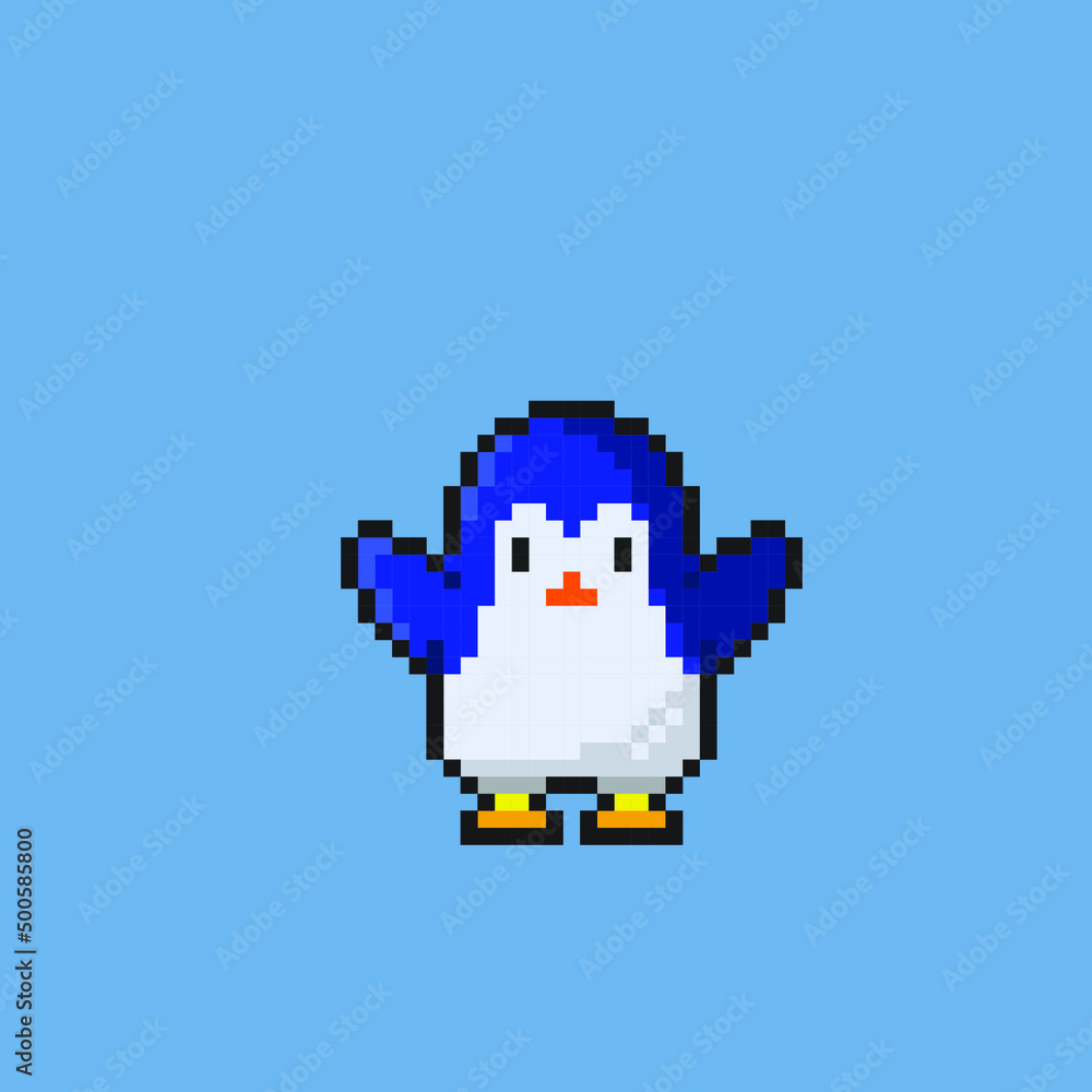 cute penguin in pixel art style Stock Vector | Adobe Stock