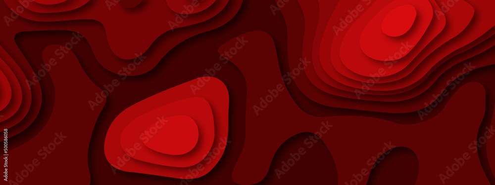 Luxury red abstract papercut background with 3d geometry circles and ...