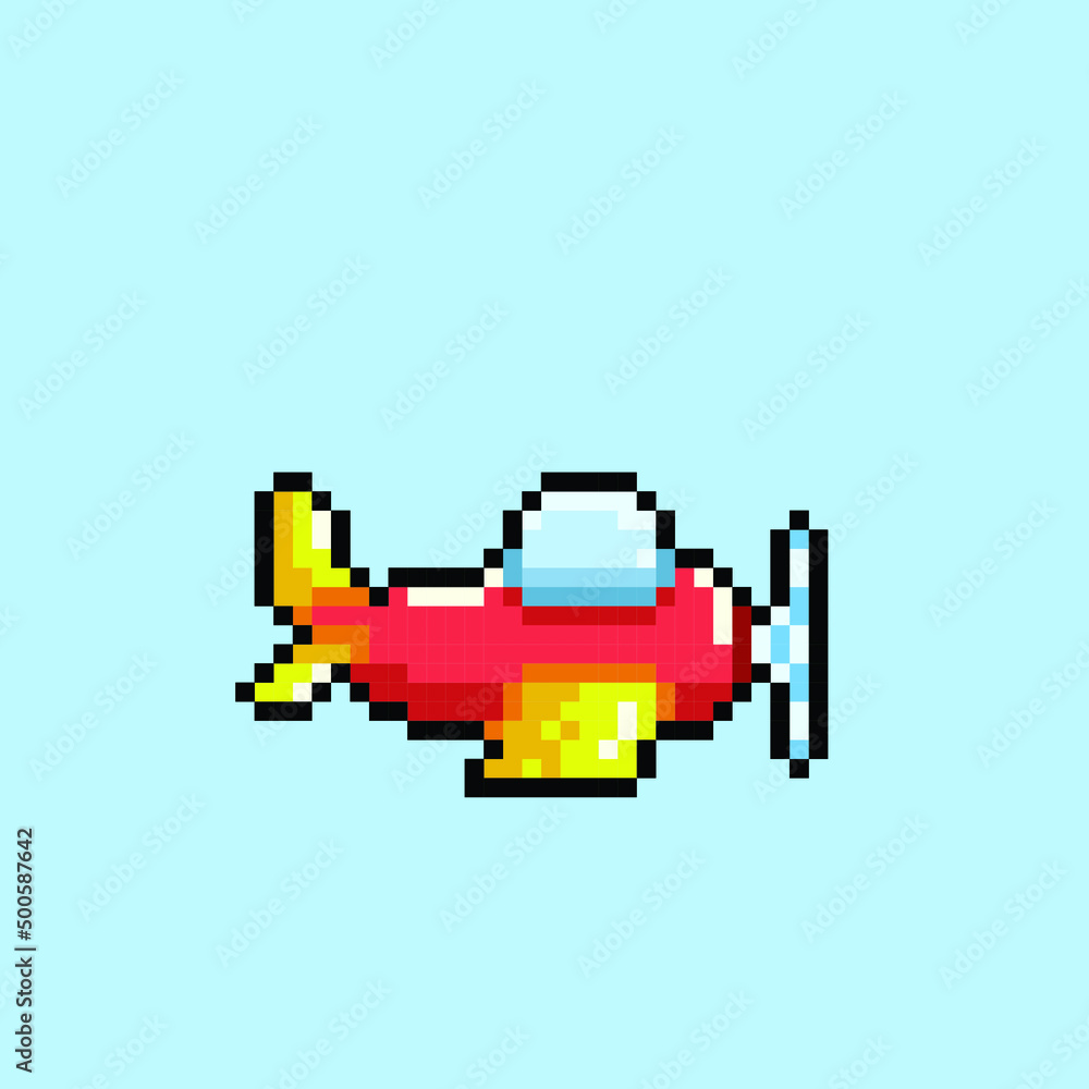 simple old plane in pixel art style Stock Vector | Adobe Stock