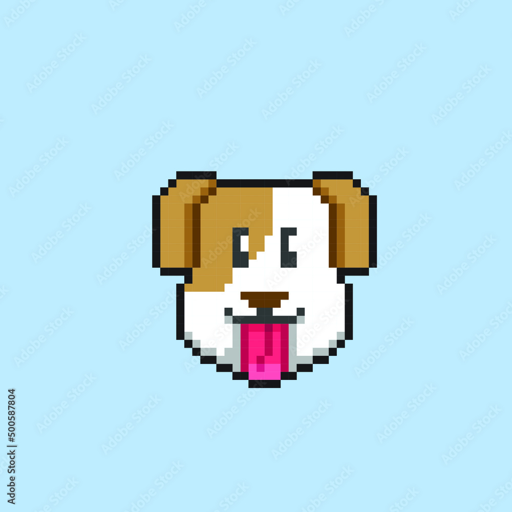 cute dog head in pixel art style Stock Vector | Adobe Stock