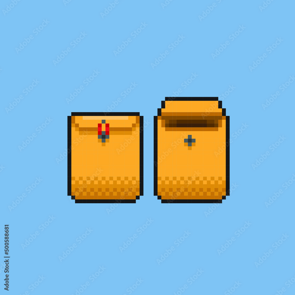 brown envelope in pixel art style Stock Vector | Adobe Stock