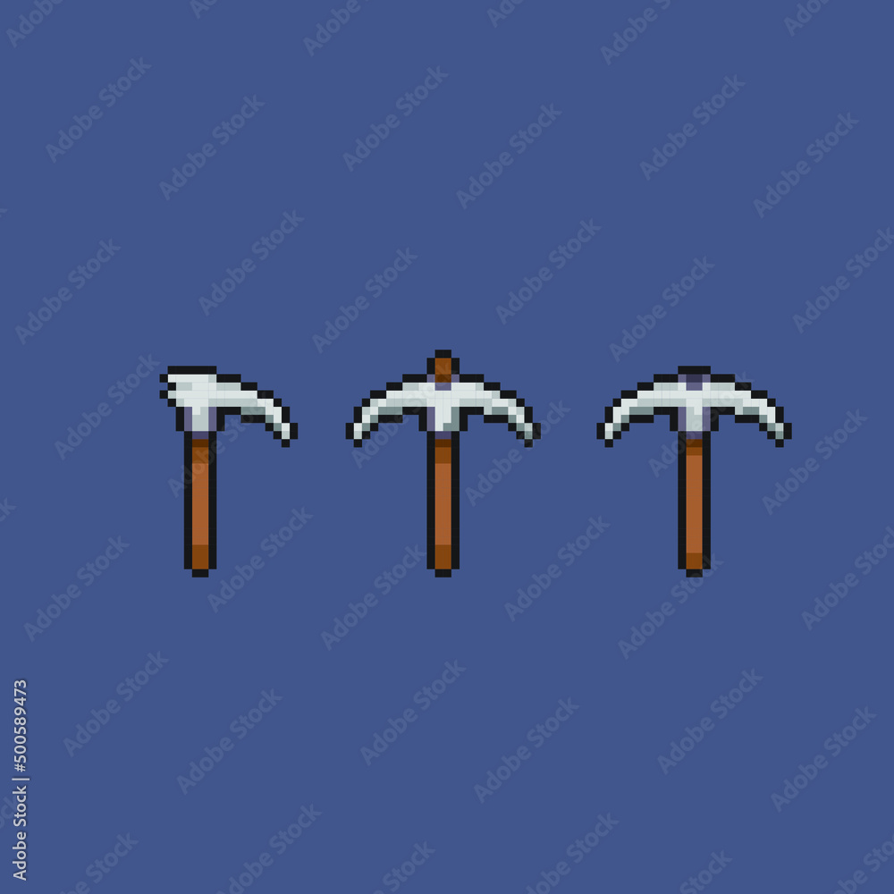 pick axe set with different shape in pixel art style Stock Vector ...