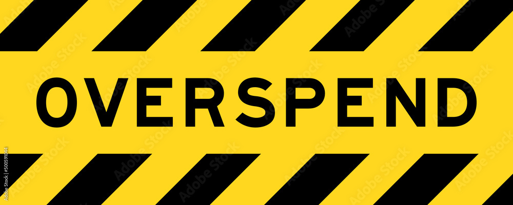 Yellow and black color with line striped label banner with word ...