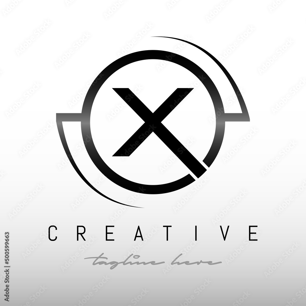 Initial X letter Black Color With White Background Logo Design vector ...
