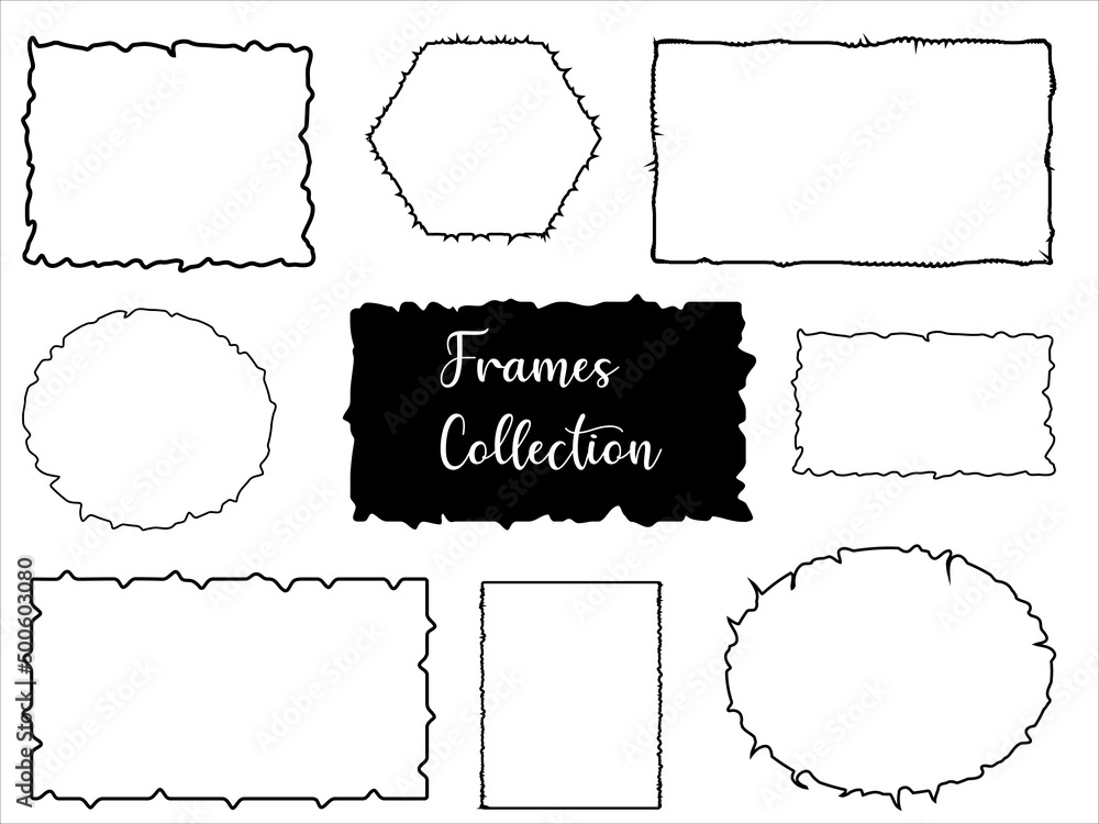 Frames collection. Set of different size and shape frames. Frames with ...