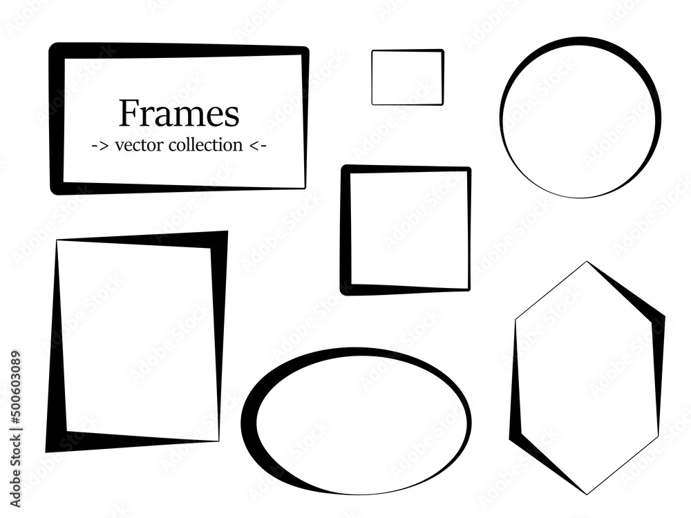 Frames collection. Set of different size and shape frames. Different ...