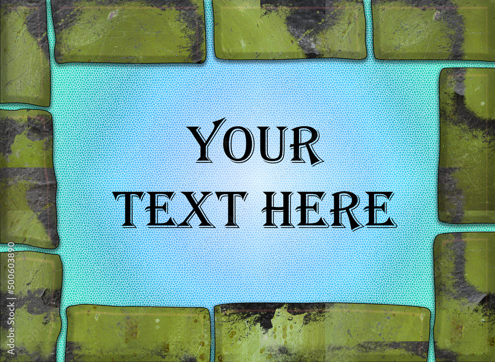 58-Green stone wall banner-title template background for outstanding ...