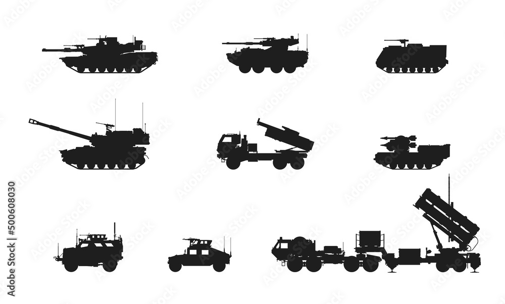 usa army military vehicle equipment set. weapon and army machines ...