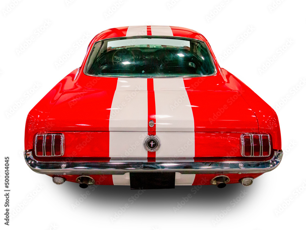 Classic Ford Mustang 1960s Fastback. White background. Stock Photo ...