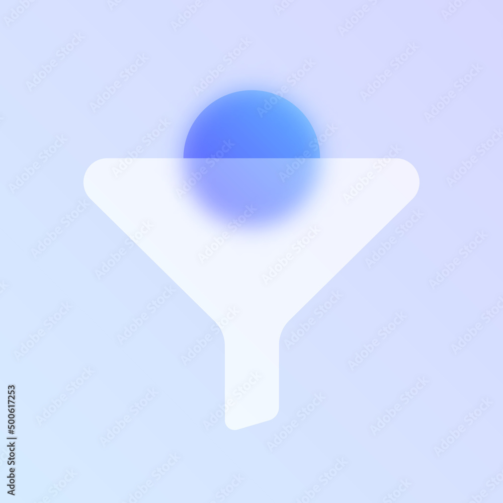 sales funnel glass morphism trendy style icon. sales funnel transparent ...