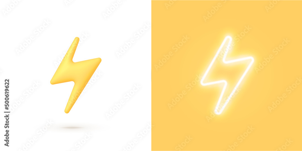 3d realistic lightning bolt vector illustration. Bolt neon on light ...