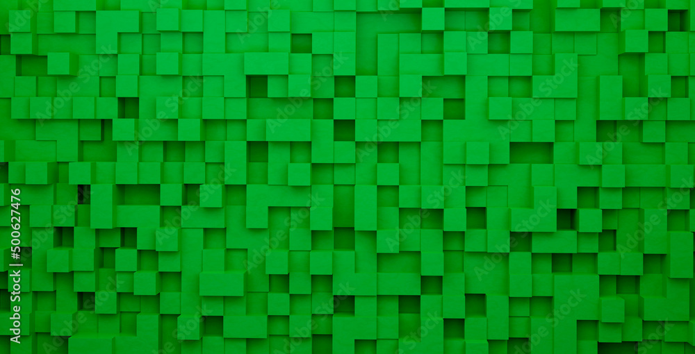 Abstract 3d square pixels template green colors. The concept of games ...