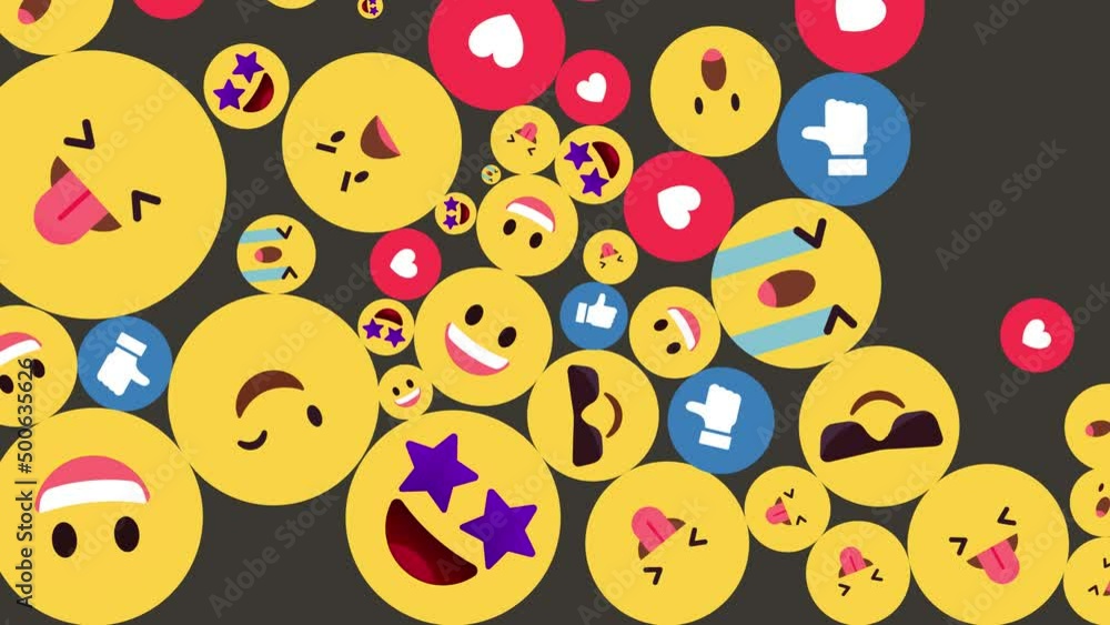 Falling through the air yellow emoji with different facial expressions ...