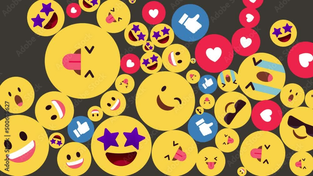 Animated Falling through the air yellow emoji with different facial ...