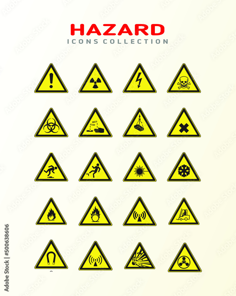 Vetor de Hazard icon collection set symbol symbols icons do Stock ...