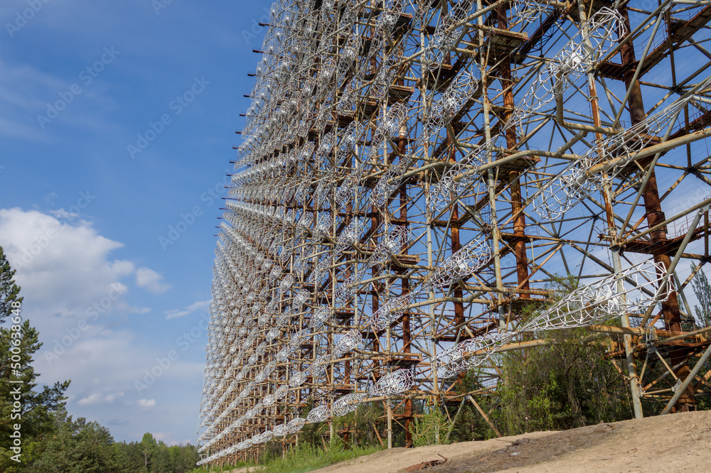 Large antenna field. Soviet radar system Duga at Chernobyl nuclear ...