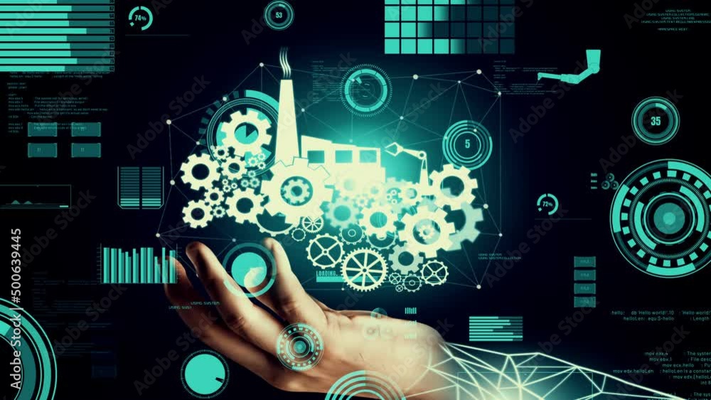 Futuristic industry 4.0 and inventive mechanized engineering concept ...