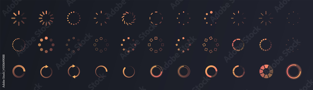 Loading circle set. Collection of elements for applications and games ...