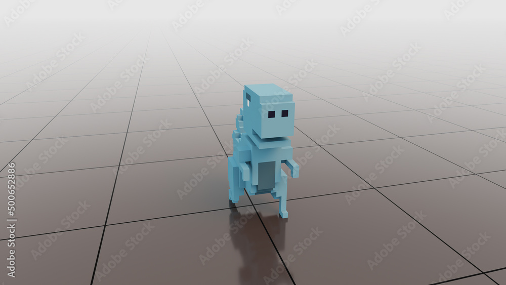 3d illustration -character made in voxel art style Stock Illustration ...