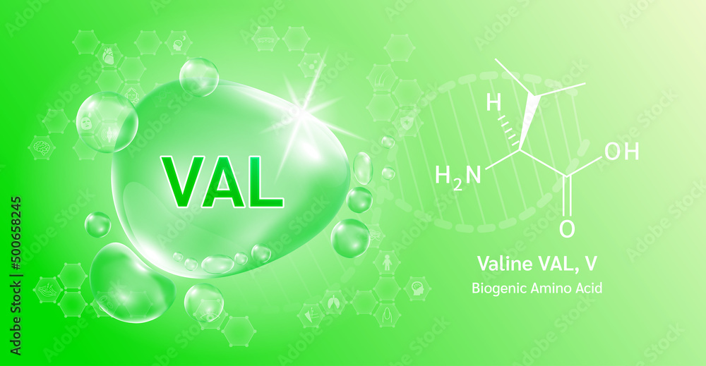 Water drop Important amino acid Valine VAL, V and structural chemical ...