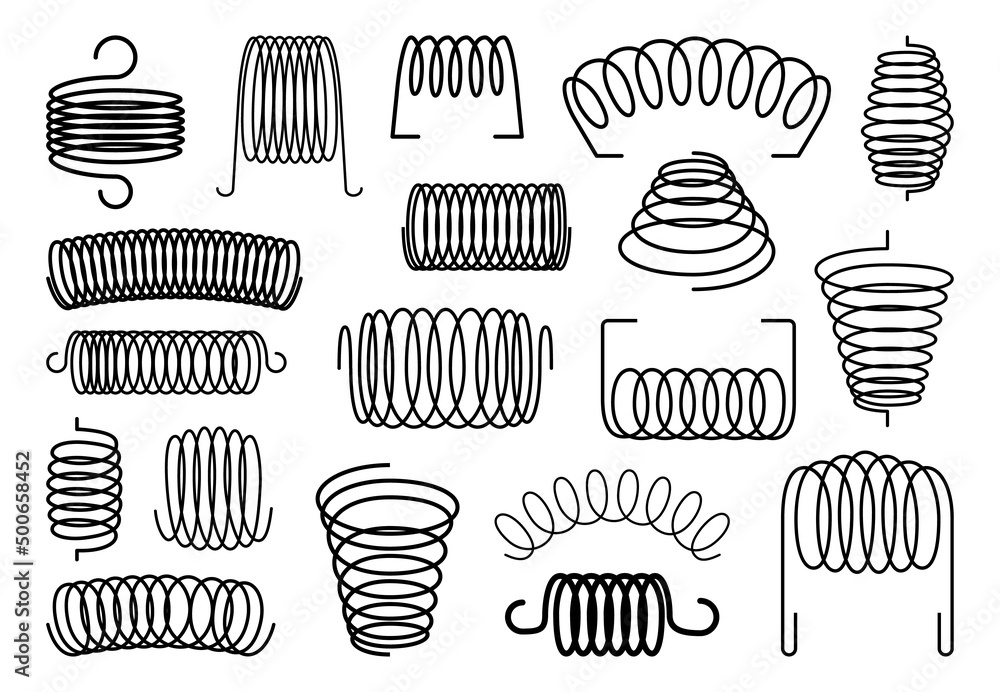 Spiral springs and coils, metal flexible wires and steel elastic ...