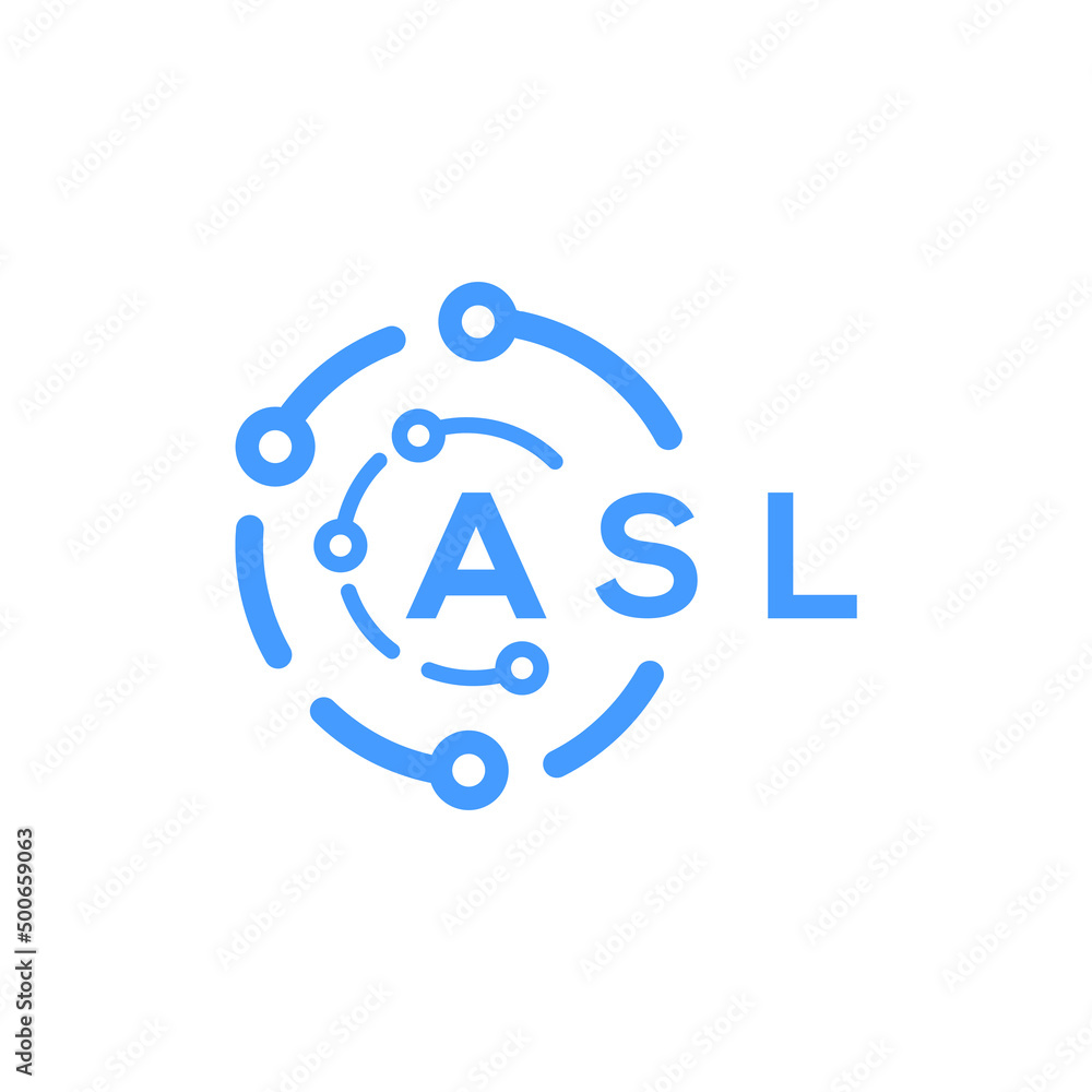 ASL letter technology logo design on white background. ASL creative ...