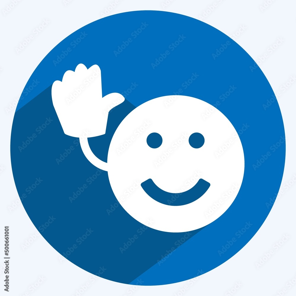 Icon Emoticon Bye. suitable for Emoticon symbol. long shadow style ...