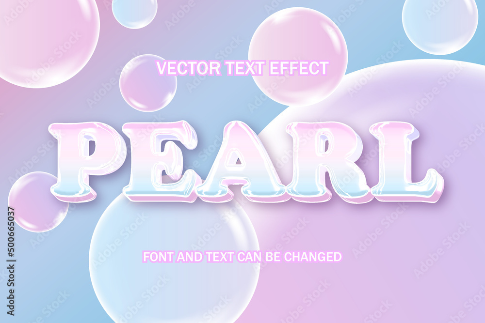 Pearl holographic sparkling shiny glass style typography editable text ...