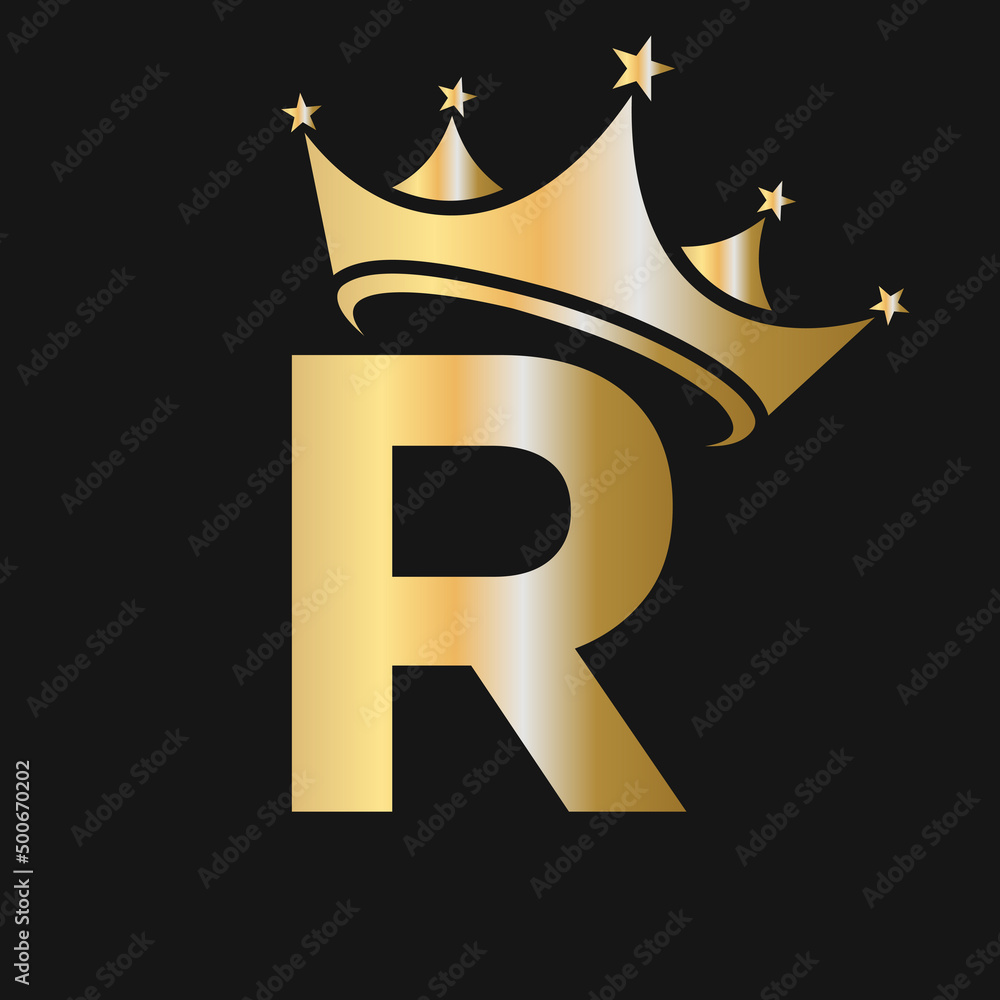 Letter R Crown Logo. Crown Logo on Letter R Vector Template for Beauty ...