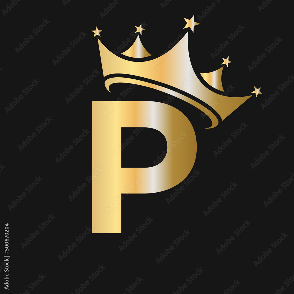 Letter P Crown Logo. Crown Logo on Letter P Vector Template for Beauty ...