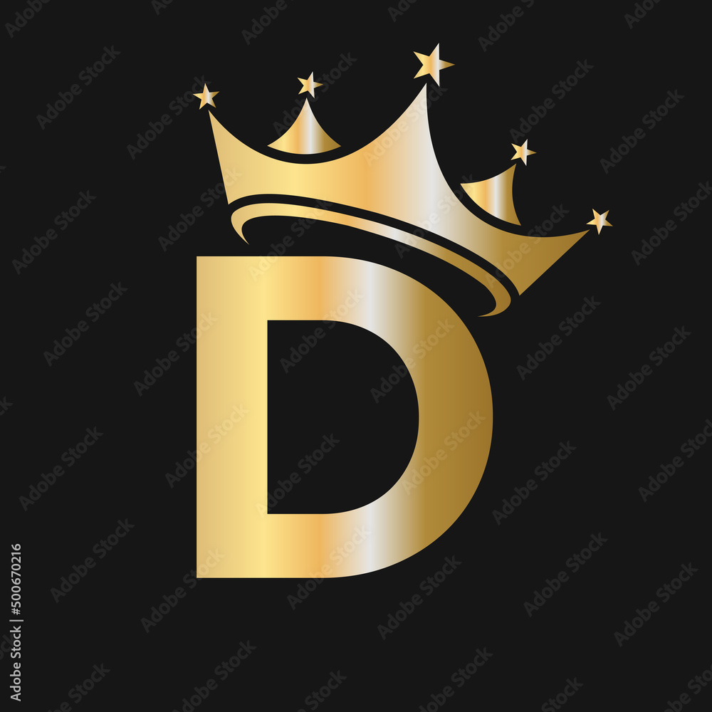 Letter D Crown Logo. Crown Logo on Letter D Vector Template for Beauty ...