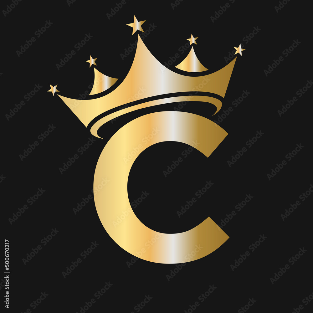 Letter C Crown Logo Crown Logo On Letter C Vector Template For Beauty