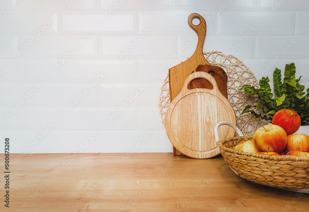 Kitchen utensils on the tabletop, cooking background, home cooking ...