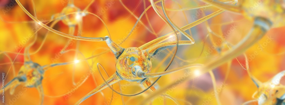 neuron, neuron transmits a signal, nerve node, neural network, 3D ...