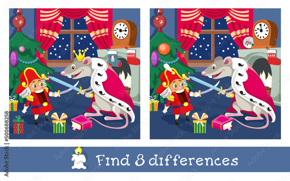 Find 8 differences. Game for children. Nutcracker and Mouse King at ...
